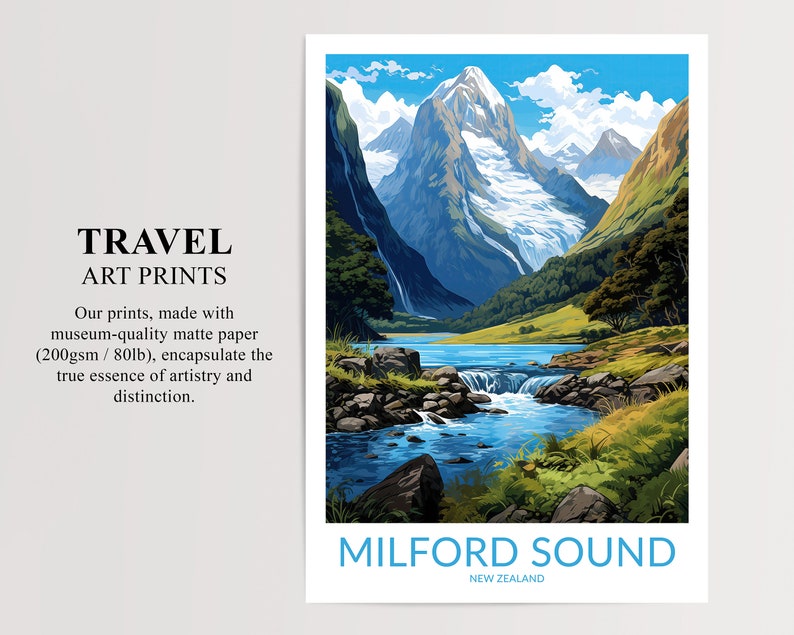 Milford Sound Print No 2, Milford Sound Poster, Milford Sound Wall Art ...