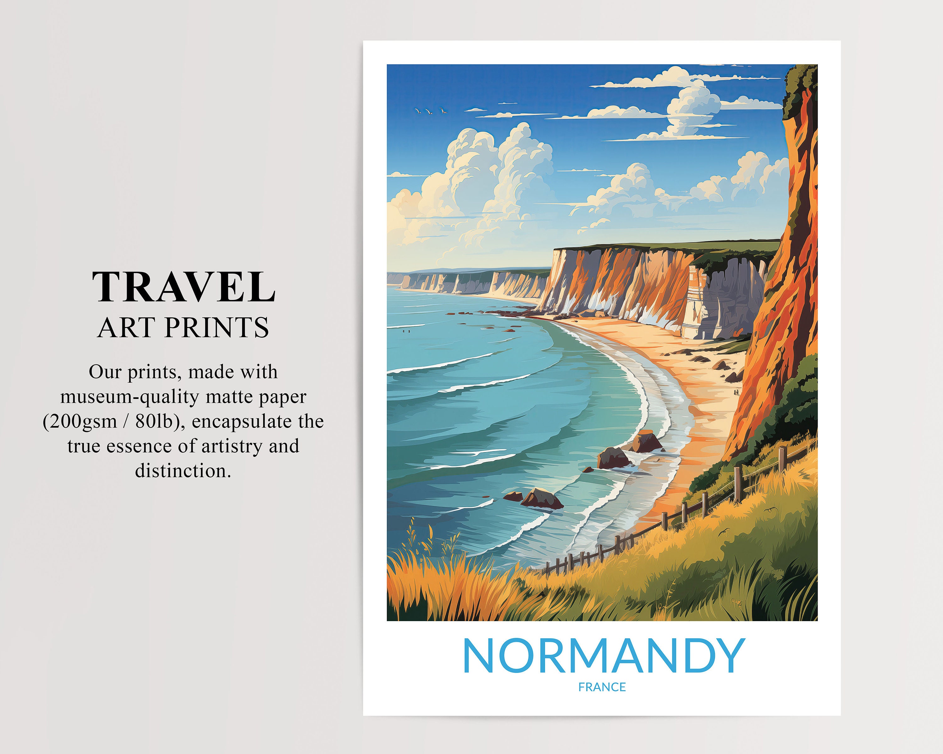 Normandy Print No 2, Normandy Poster, Normandy Wall Art, Normandy Art ...