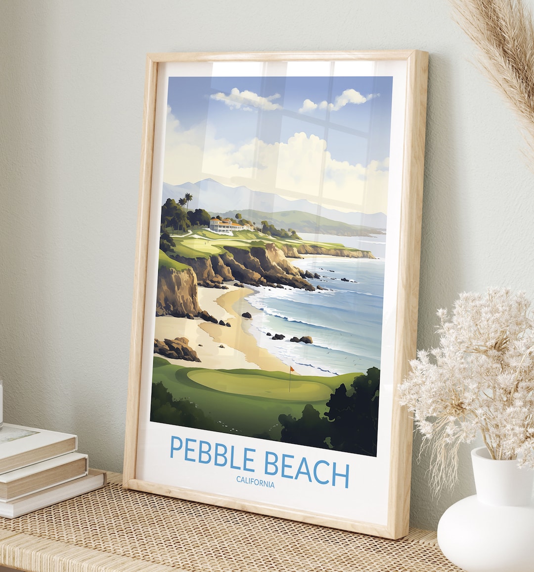 Pebble Beach Print No 5, Pebble Beach Poster, Pebble Beach Wall Art ...