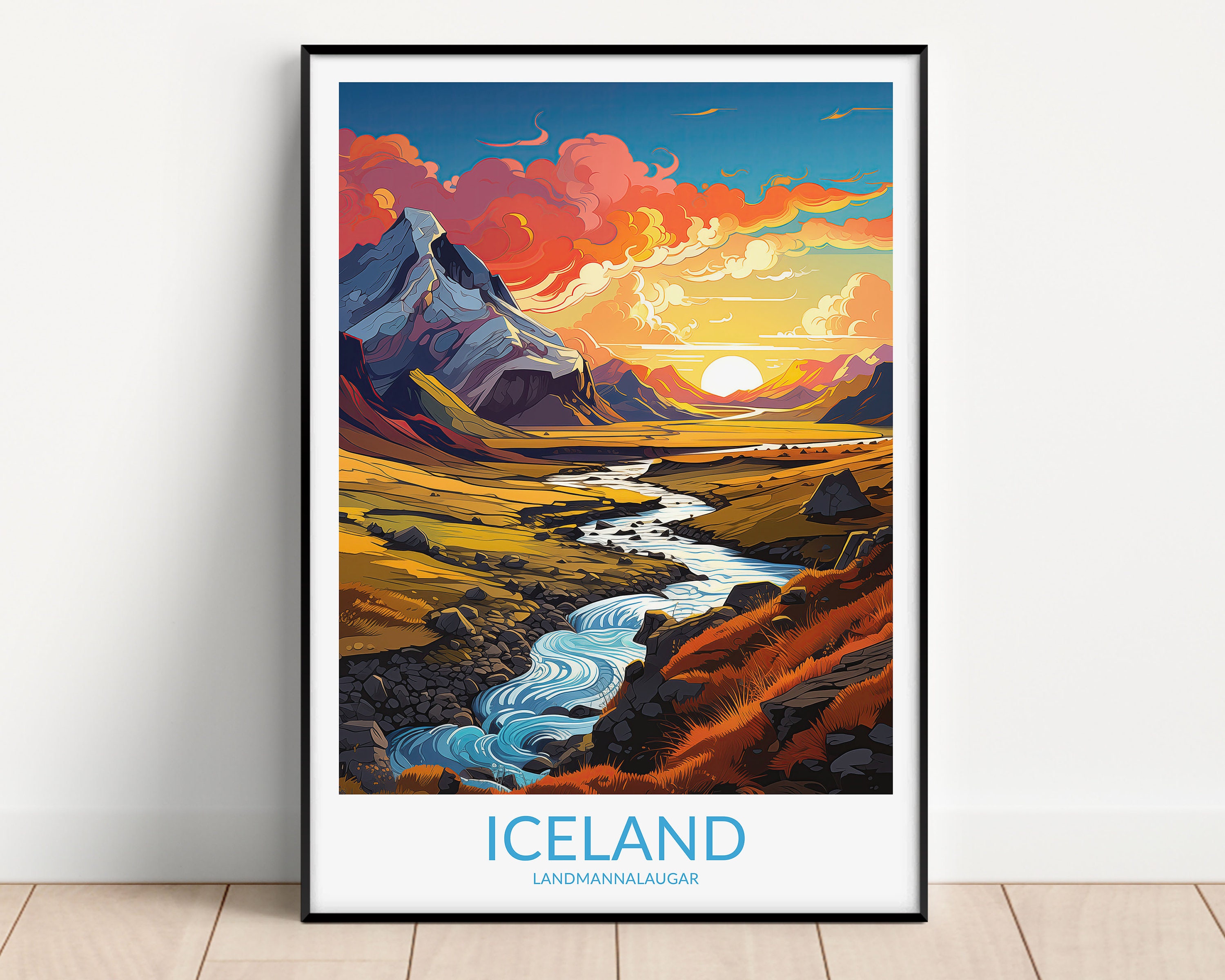Island Poster Nr. 3, Landmannalaugar, Island Poster, Island Wandkunst ...