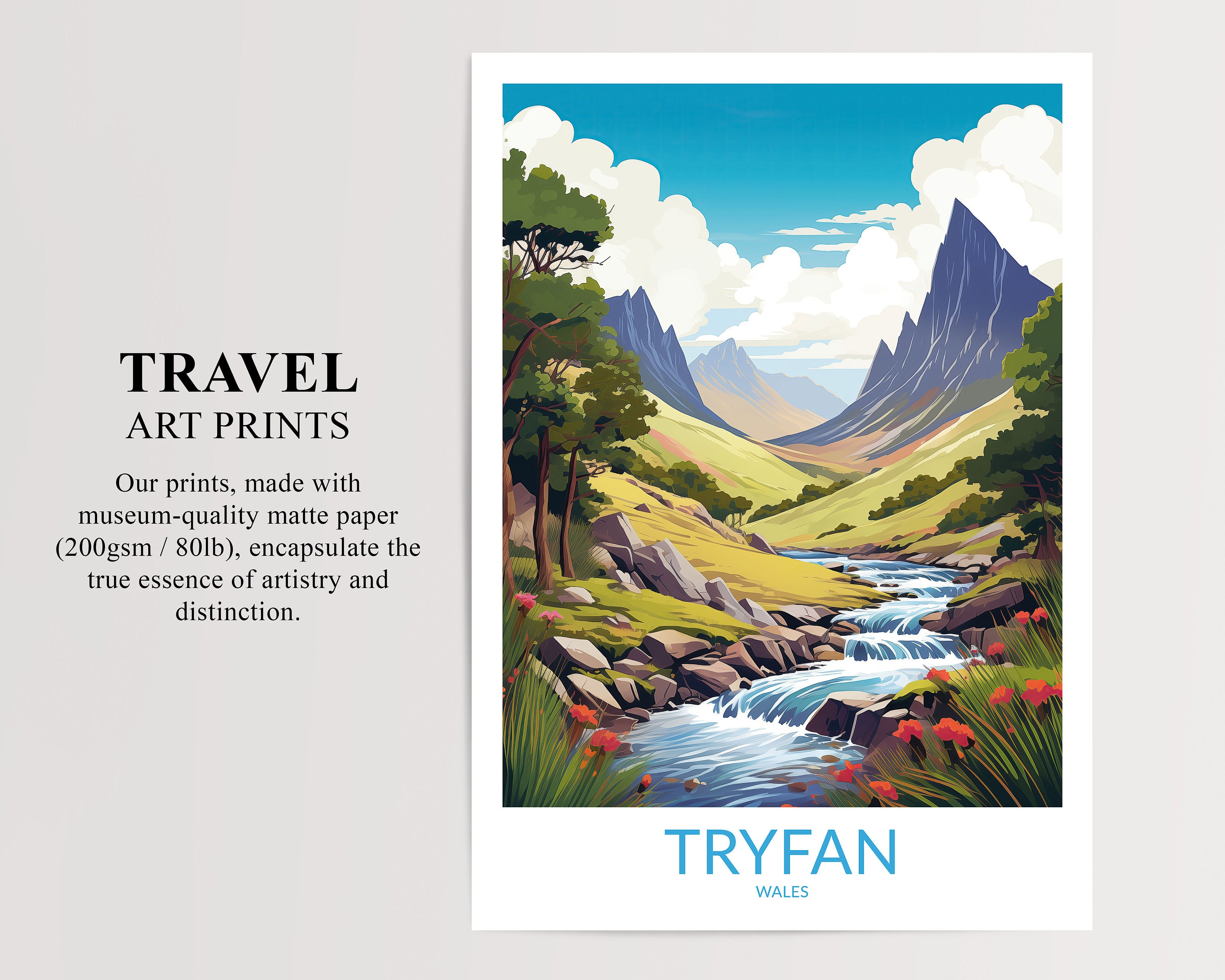 Tryfan Print, Tryfan Poster, Tryfan Wall Art, Tryfan Art Print, Tryfan ...
