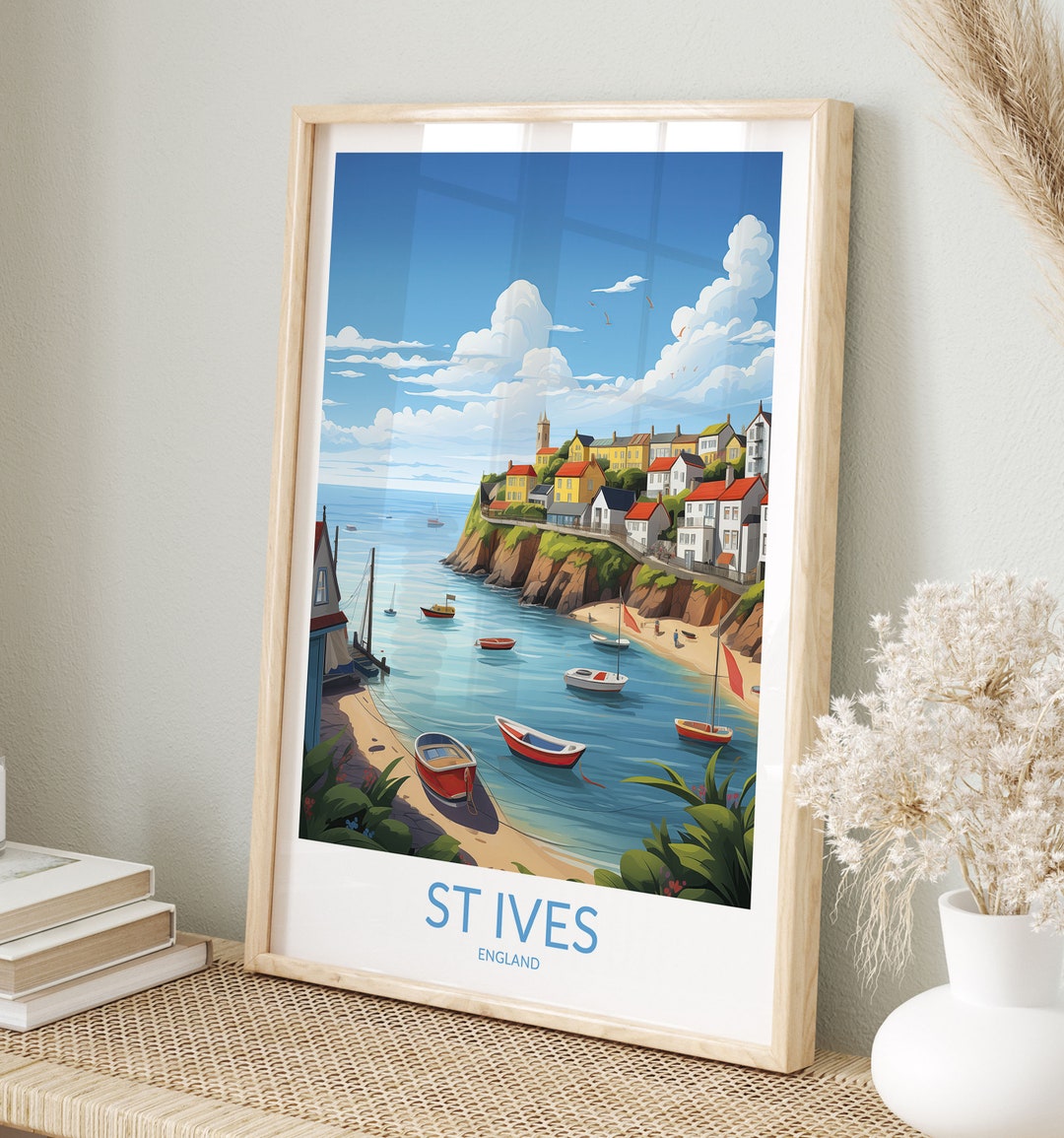 St Ives Print No 4, St Ives Poster, England, St Ives Wall Art, St Ives ...
