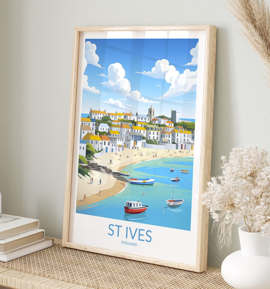 St Ives Print No 3, St Ives Poster, England, St Ives Wall Art, St Ives ...