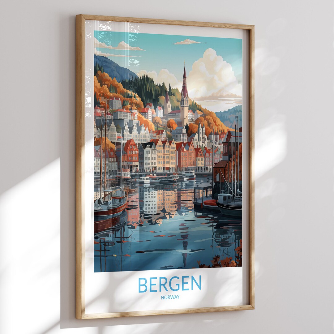 Bergen Print, Bergen Poster, Bergen Wall Art, Bergen Art Print, Bergen ...