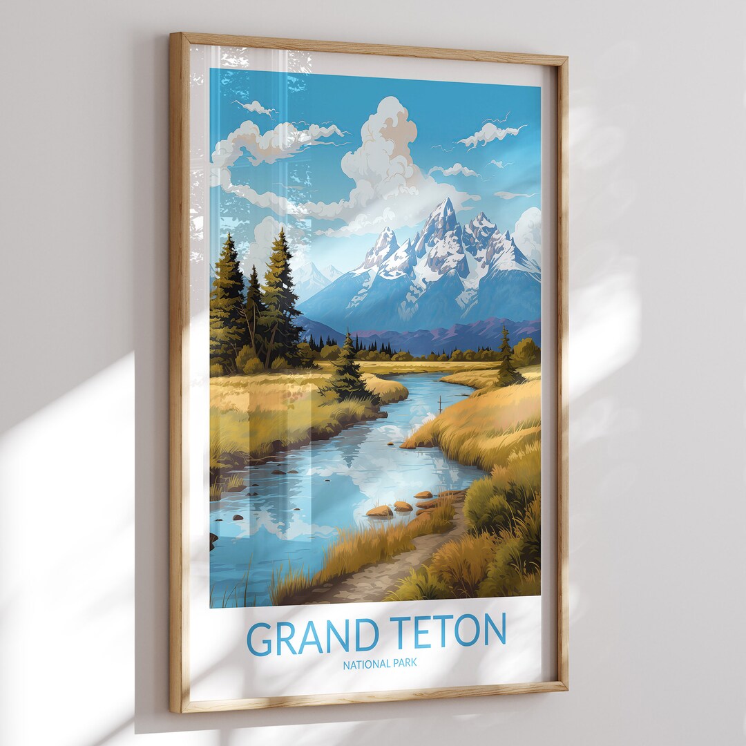 Grand Teton Print No 3, National Park Grand Teton Poster, Grand Teton ...