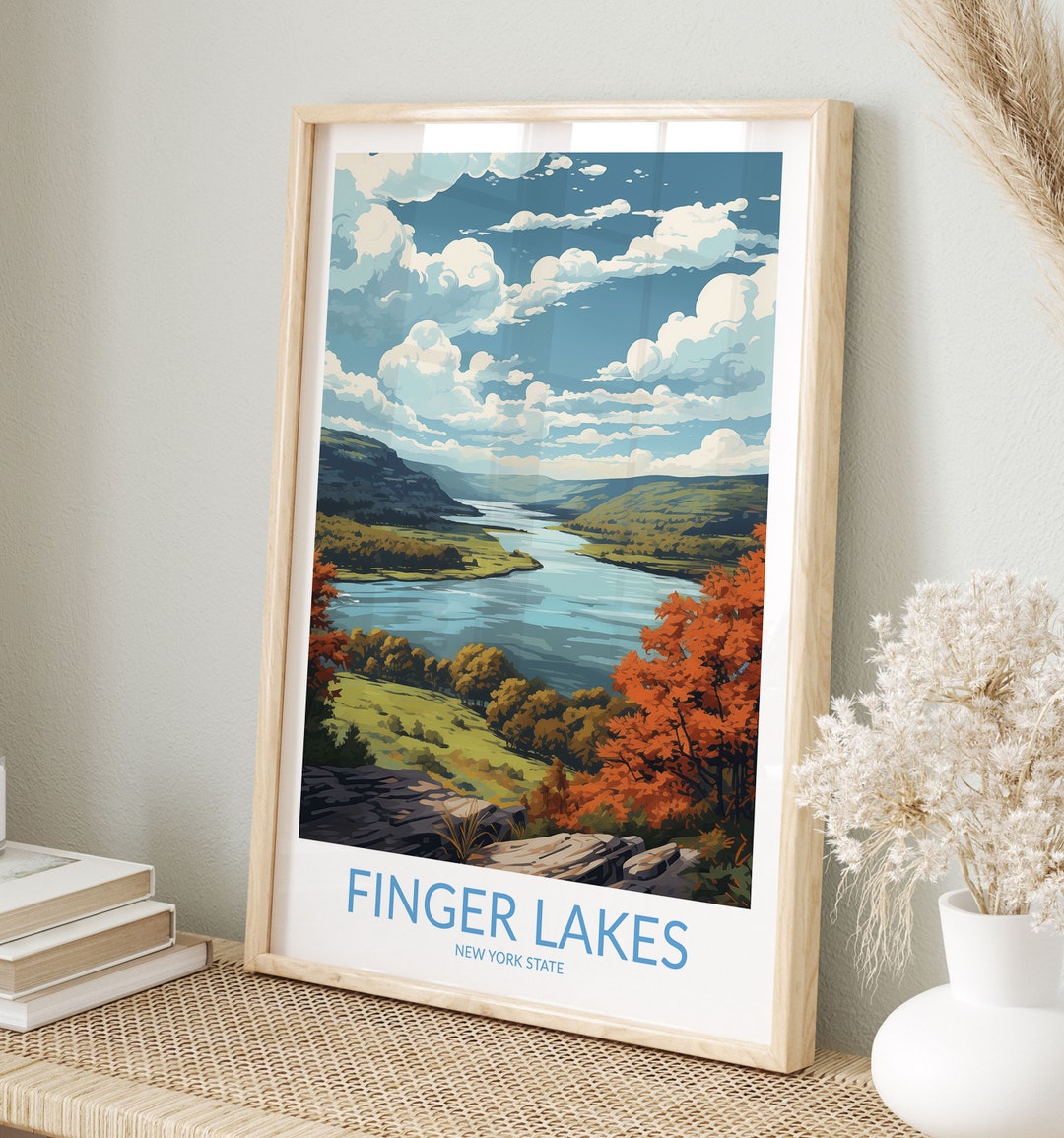 Finger Lakes Print No 3, Finger Lakes Poster, Finger Lakes Wall Art ...