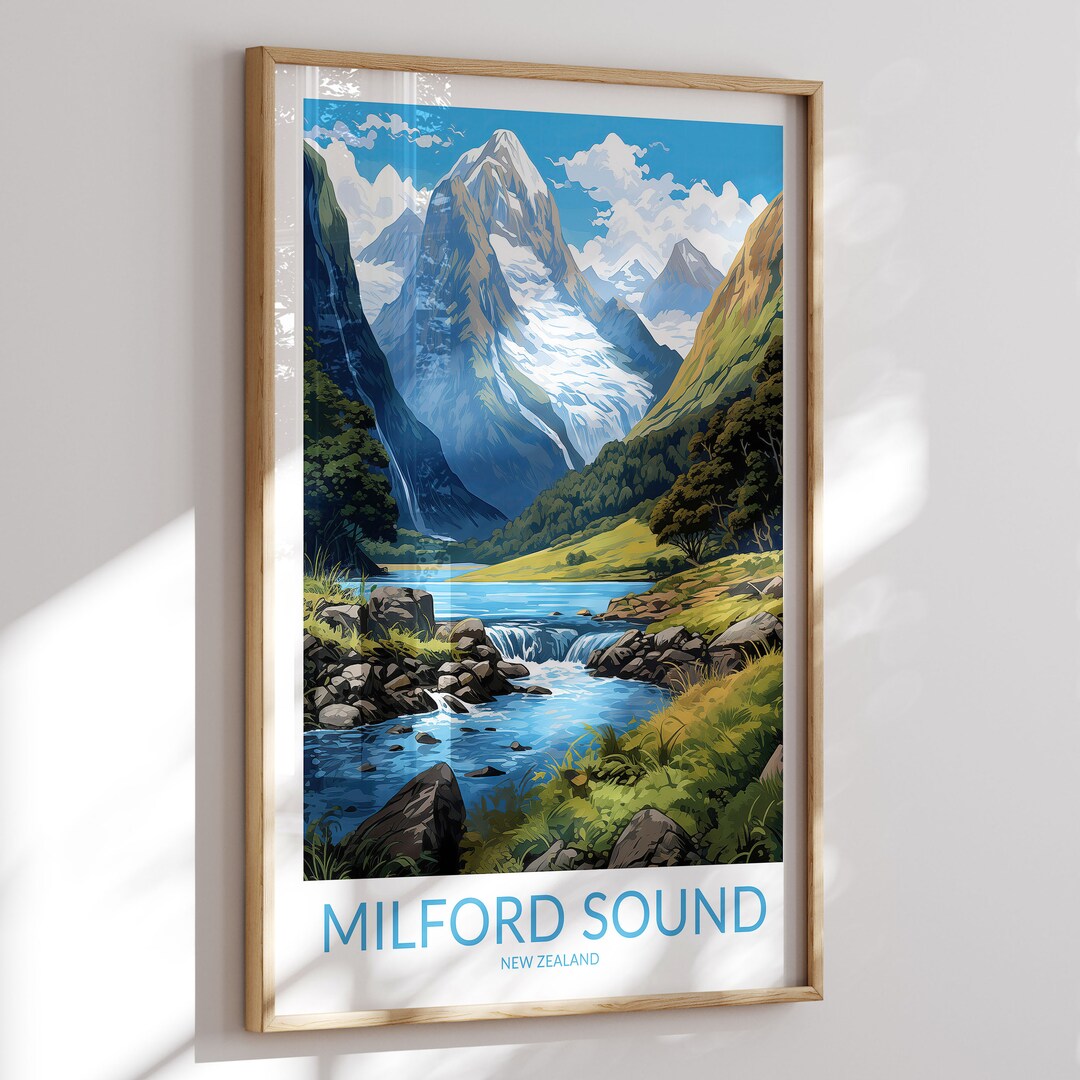 Milford Sound Print No 2, Milford Sound Poster, Milford Sound Wall Art ...