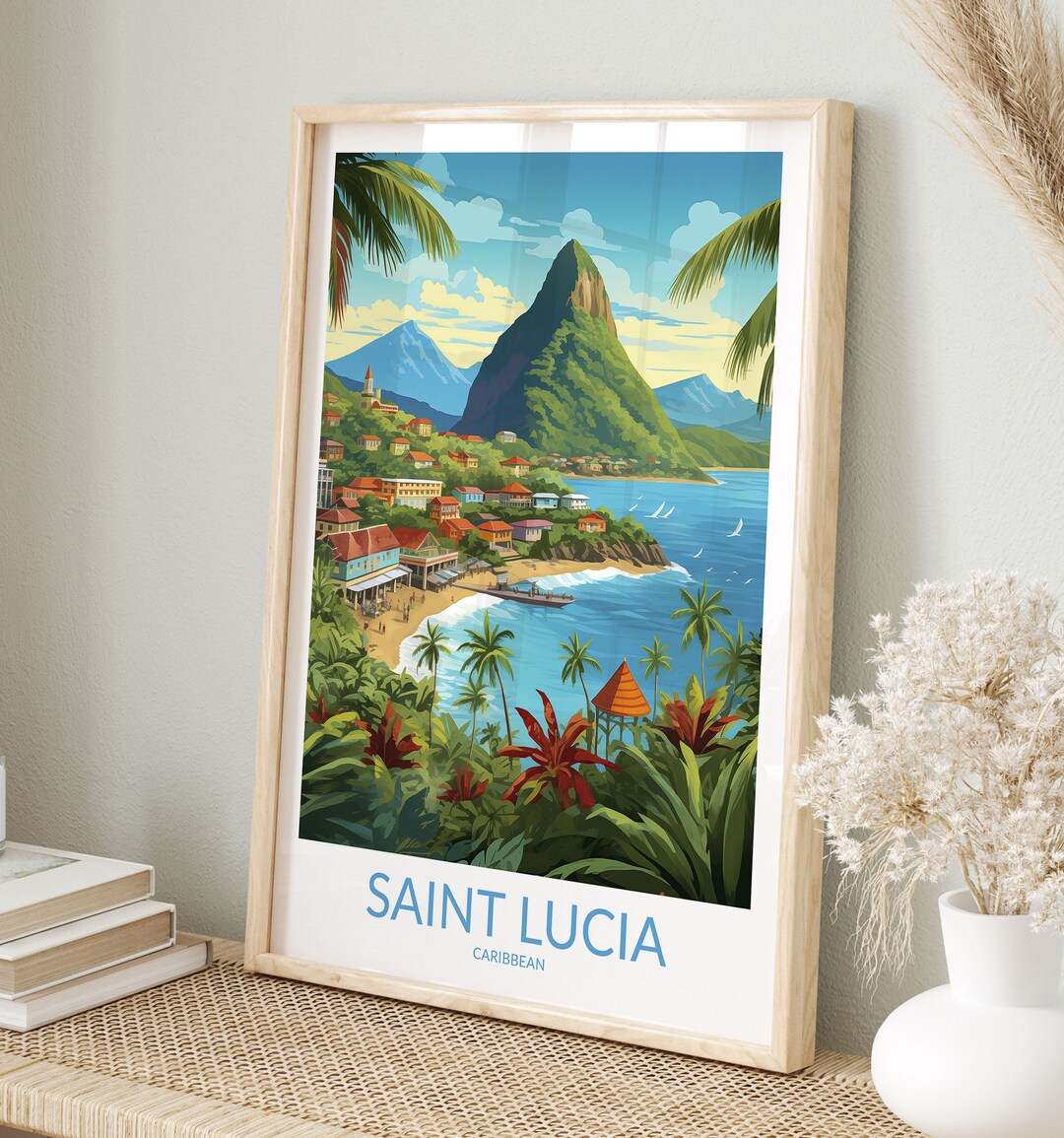Saint Lucia Print, Saint Lucia Art Print, Saint Lucia Artwork, Saint ...
