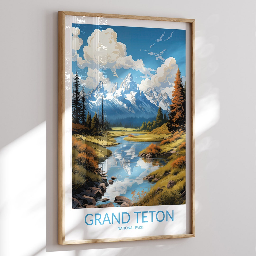 Grand Teton Print No 6, National Park Grand Teton Poster, Grand Teton ...