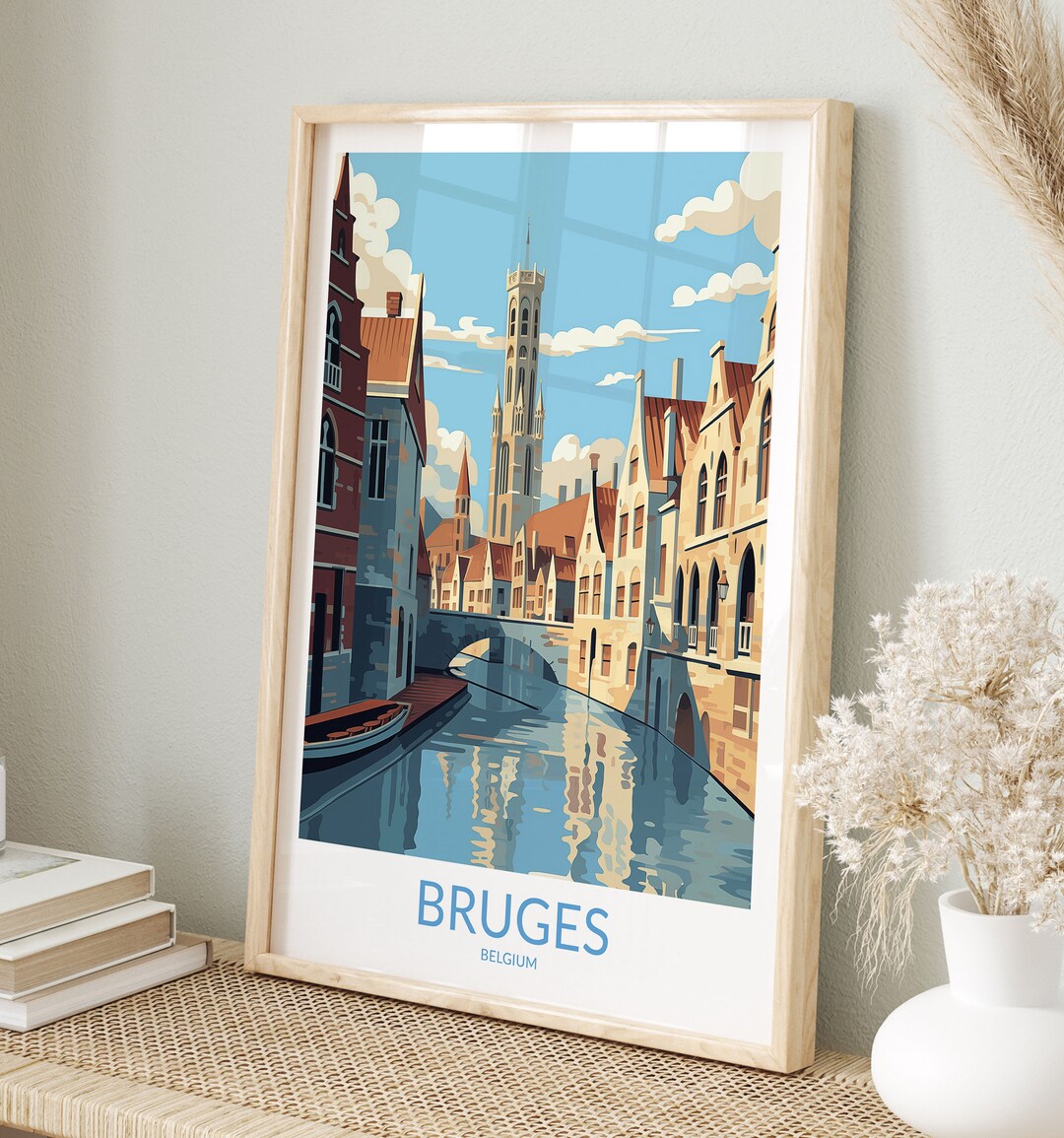 Impression Bruges n 2, affiche Bruges, art mural Bruges, impression d'art Bruges, oeuvre d'art ...