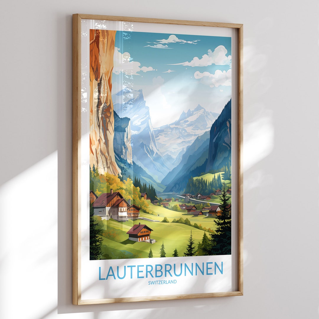 Lauterbrunnen Print No 2, Lauterbrunnen Poster, Lauterbrunnen Wall Art ...