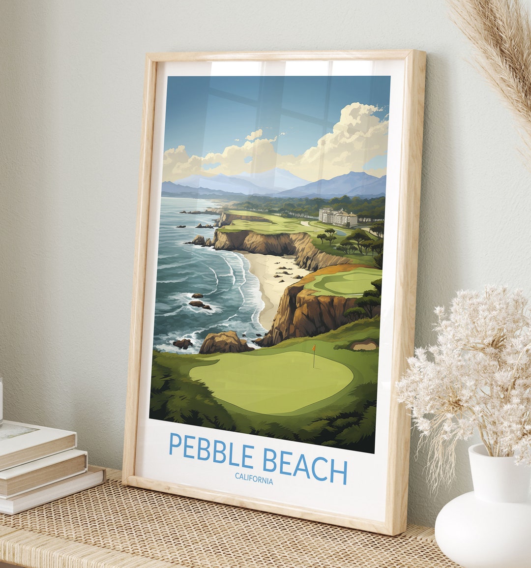 Pebble Beach Print No 3, Pebble Beach Poster, Pebble Beach Wall Art ...