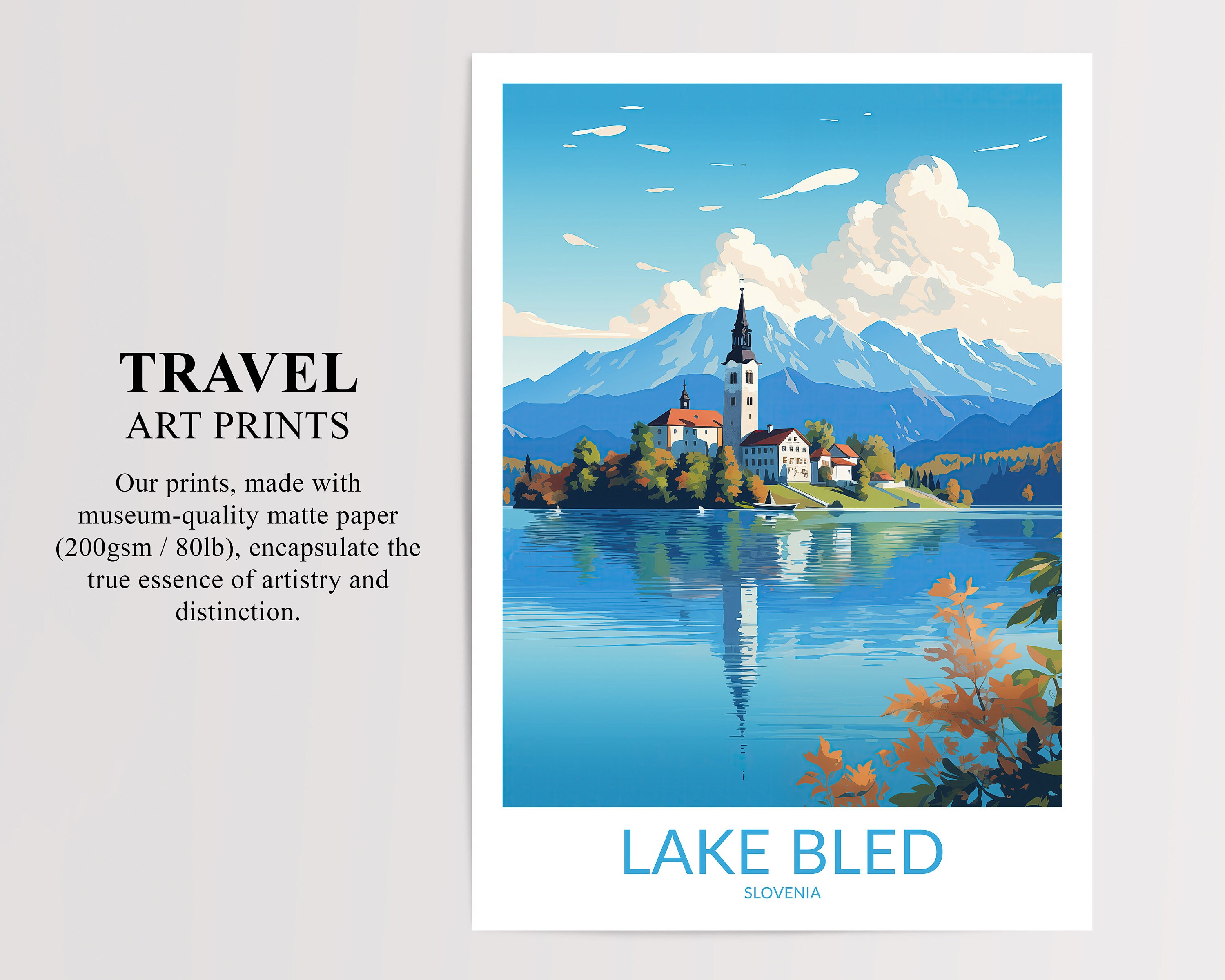 Lake Bled Print No 3, Lake Bled Poster, Lake Bled Wall Art, Lake Bled ...