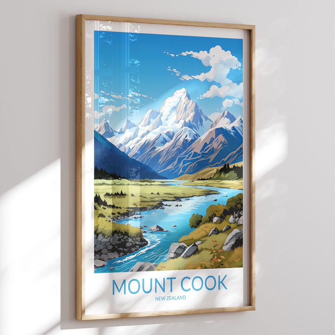 Mount Cook Print No 3, Mount Cook Poster, Mount Cook Wall Art, Mount ...