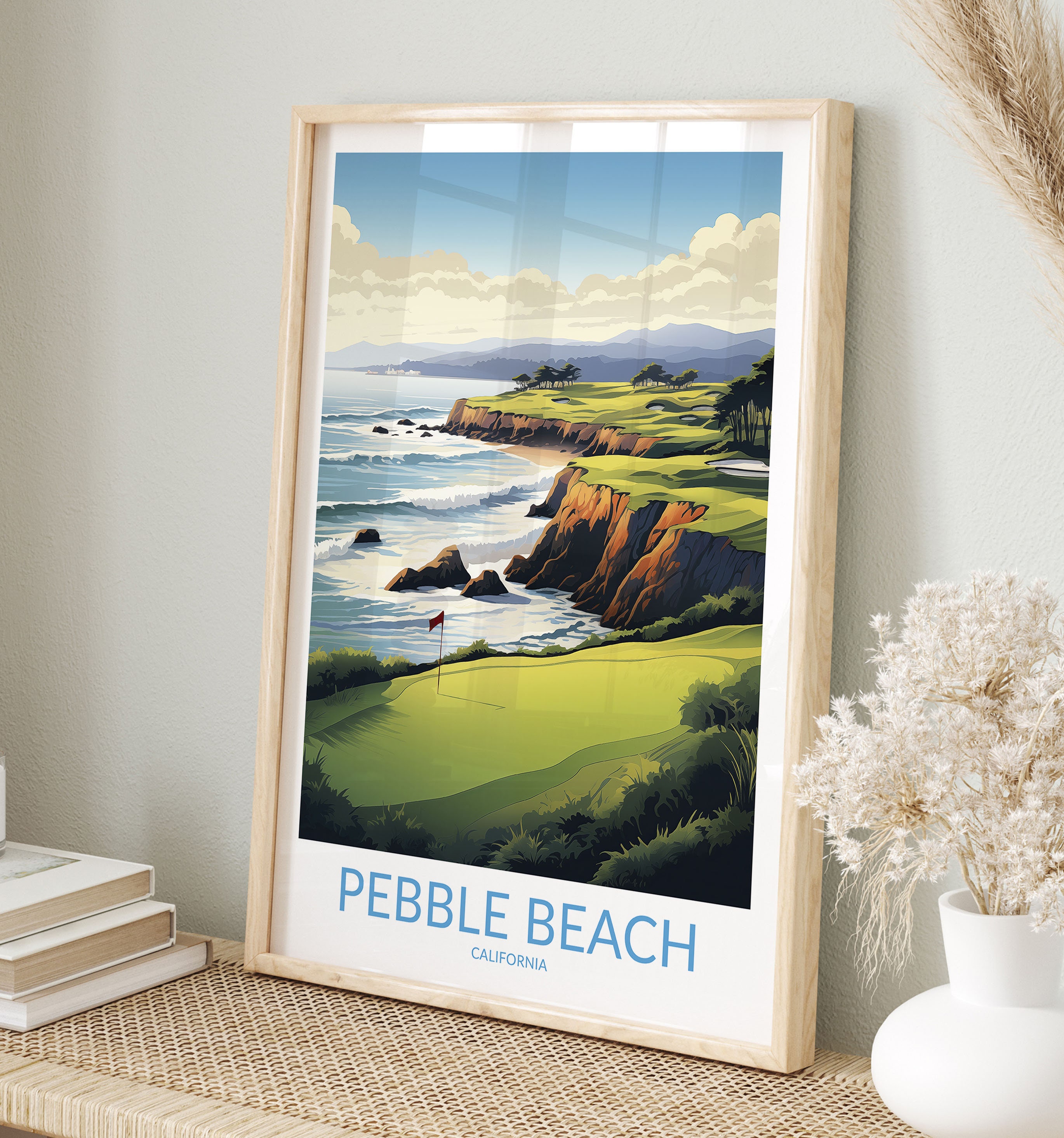 Pebble Beach Print, Pebble Beach Poster, Pebble Beach Wall Art, Pebble ...