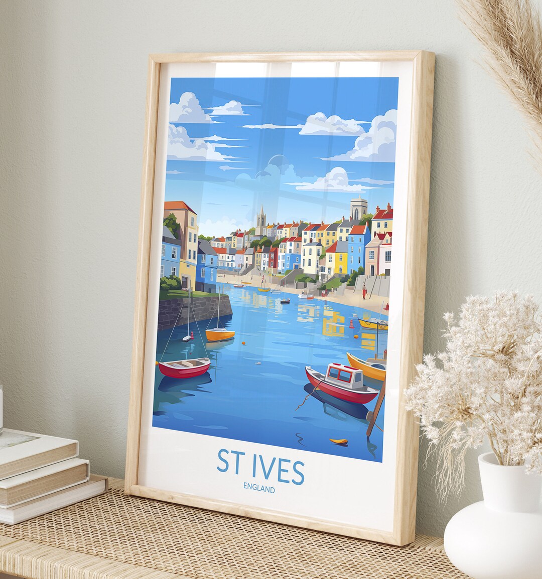 St Ives Print No 5, St Ives Poster, England, St Ives Wall Art, St Ives ...