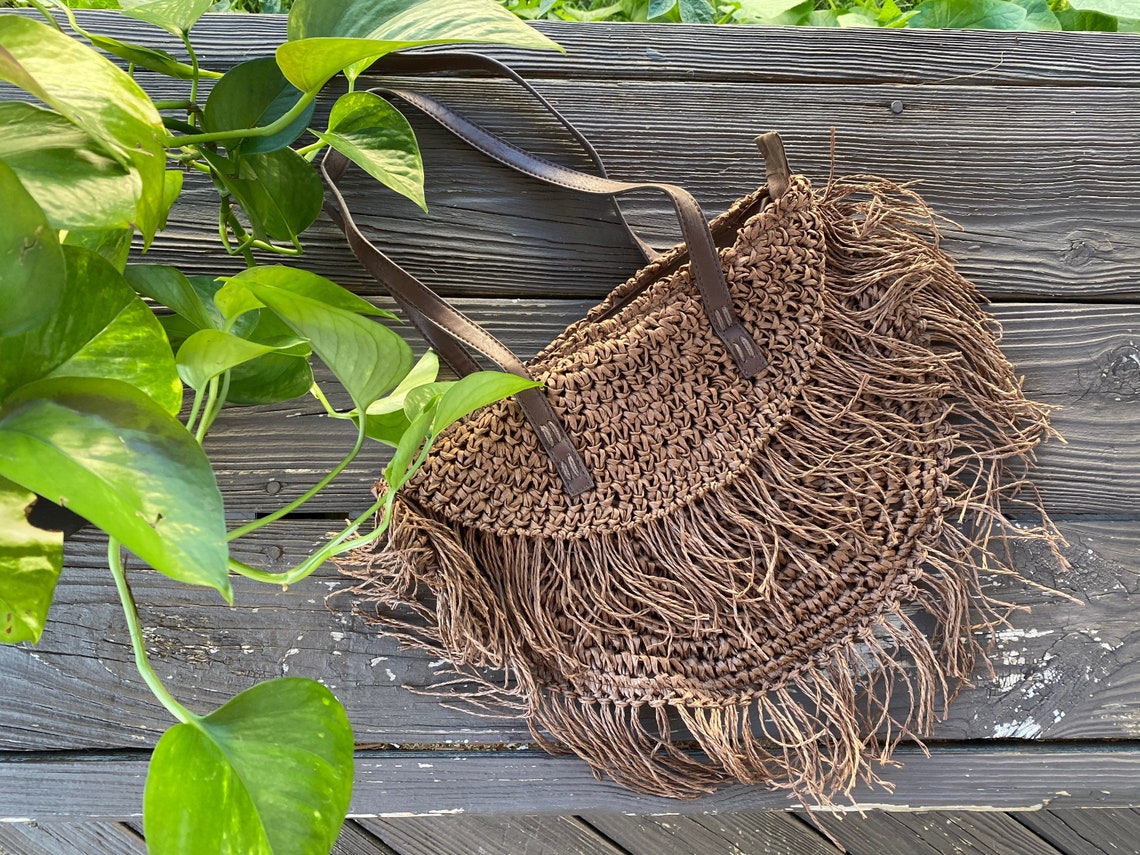 Straw Fringe Handbag Straw Shoulder Bag Beach Bag Vacation - Etsy