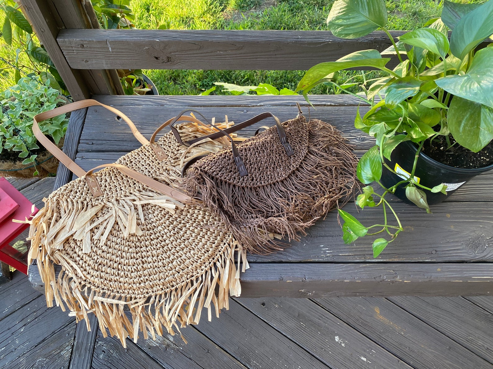 Straw Fringe Handbag Straw Shoulder Bag Beach Bag Vacation - Etsy