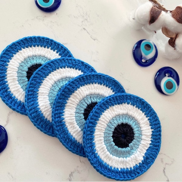 Crochet Evil Eye Coaster - Etsy
