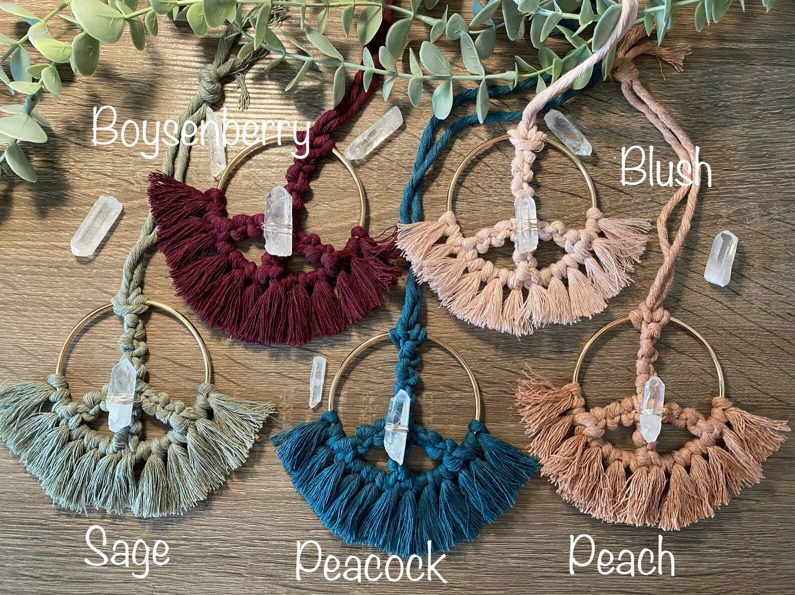 Peace Sign Macrame Wall Charm Macrame Clear Quartz Crystal - Etsy