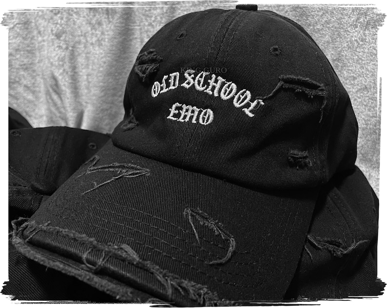 King Guro: Old School Emo Dad Hat | Embroidered Emo Distressed Ball Cap ...