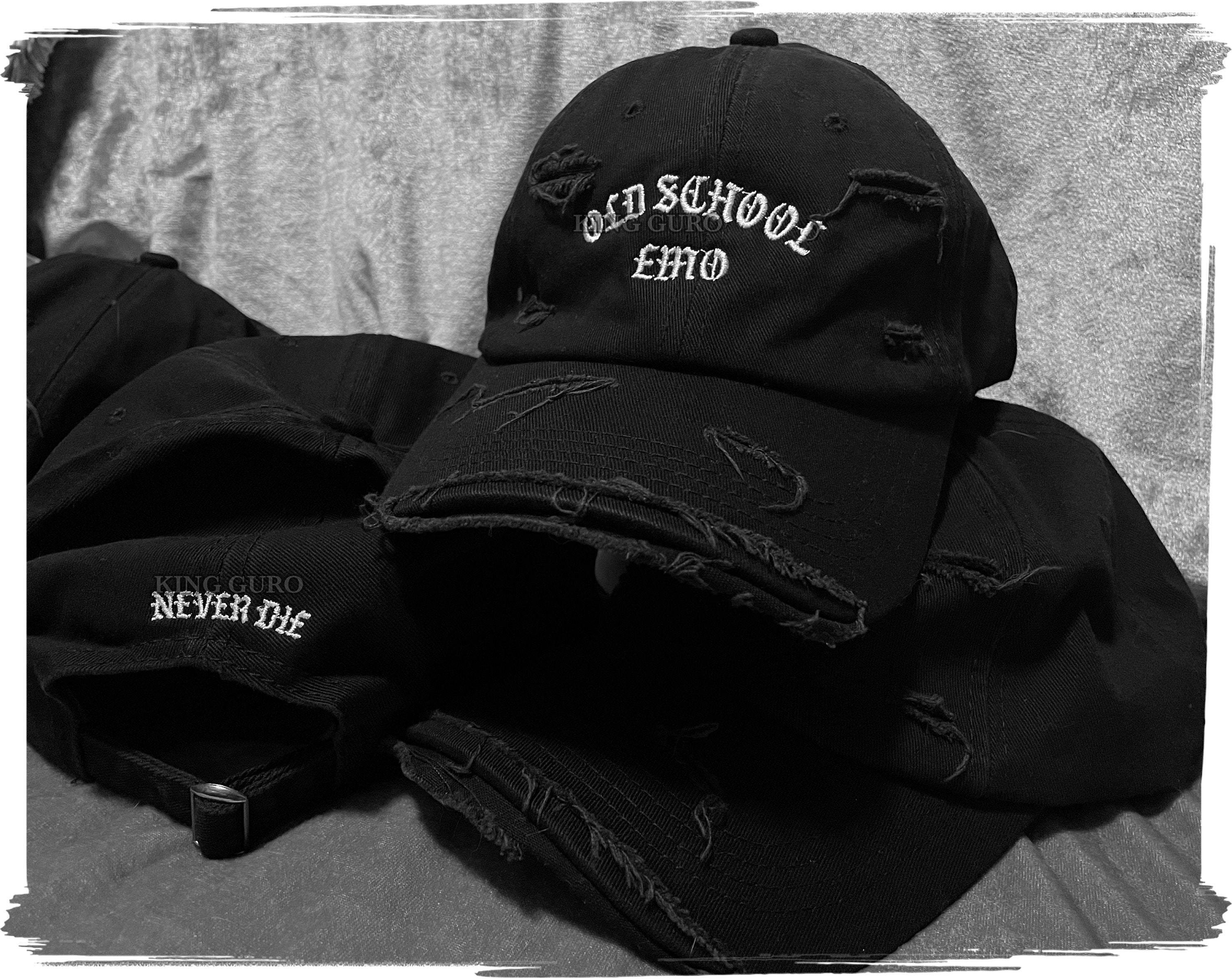King Guro: Old School Emo Dad Hat | Embroidered Emo Distressed Ball Cap ...