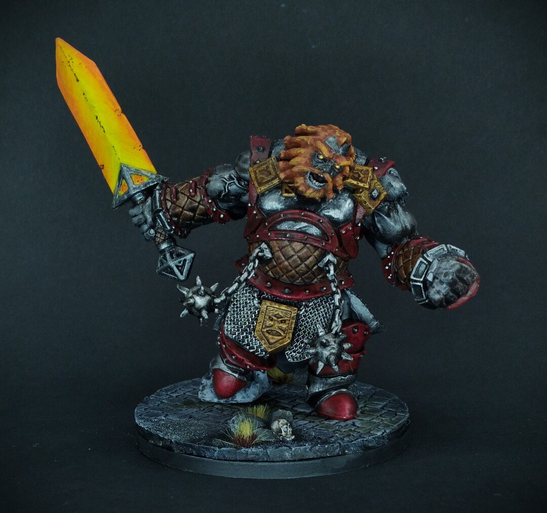 Reaper Bones Miniature Fire Giant Warrior huge Painted Custom Base - Etsy
