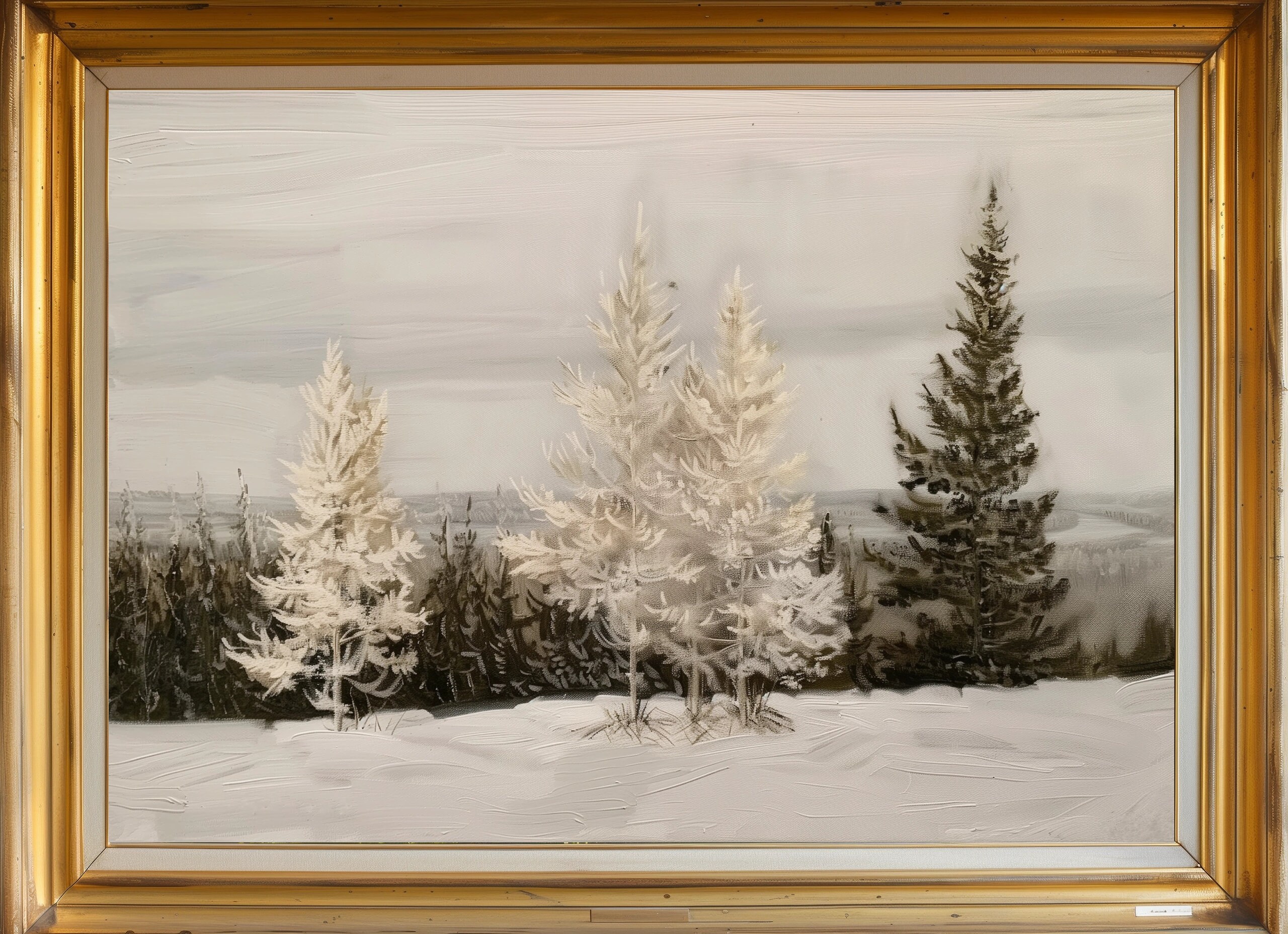 Winter Pine Tree Scene | Christmas Countryside Art | Snow-covered ...