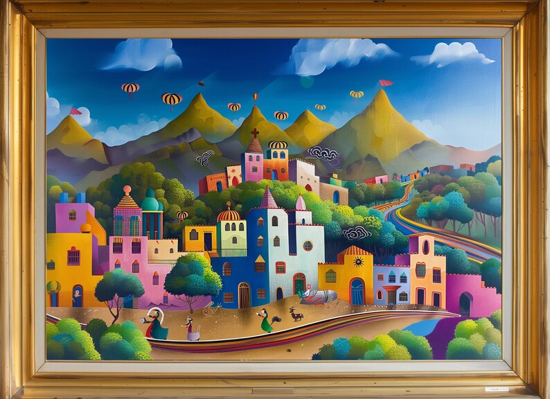 Latin America Painting Scene | Hispanic Heritage Colorful Landscape ...