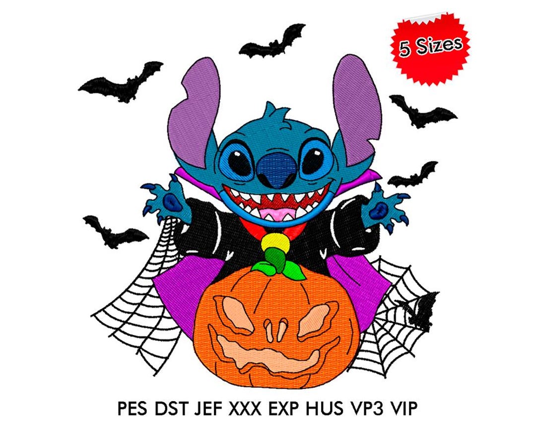 Stitch Vampire Halloween Machine Embroidery Design, Cute Character With ...