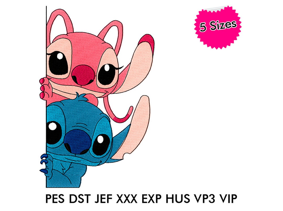 Stitch and Angel Couple Machine Embroidery Design, Embroidery Patterns ...