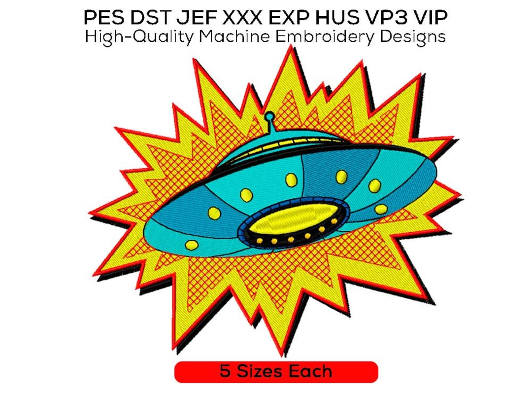 UFO Spaceship Machine Embroidery Design - Digital Download, Alien ...