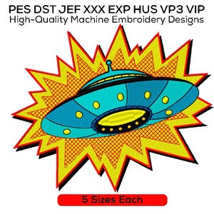UFO Spaceship Machine Embroidery Design - Digital Download, Alien ...