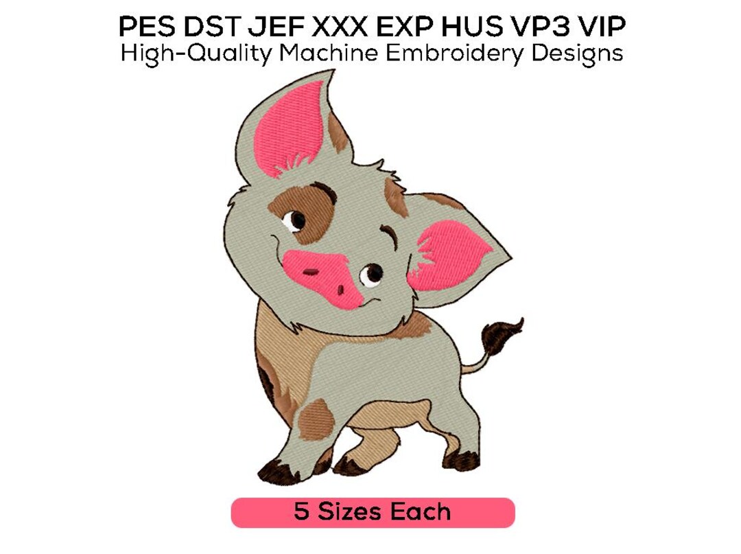 Pua Embroidery Design | Digital Machine Embroidery File | Adorable Pig ...