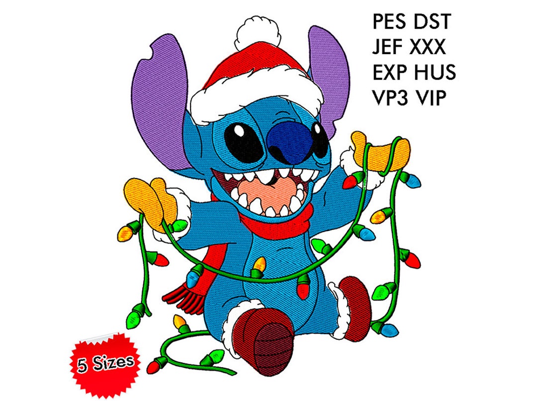 Stitch Christmas Embroidery Design, Cartoon Machine Embroidery (instant ...