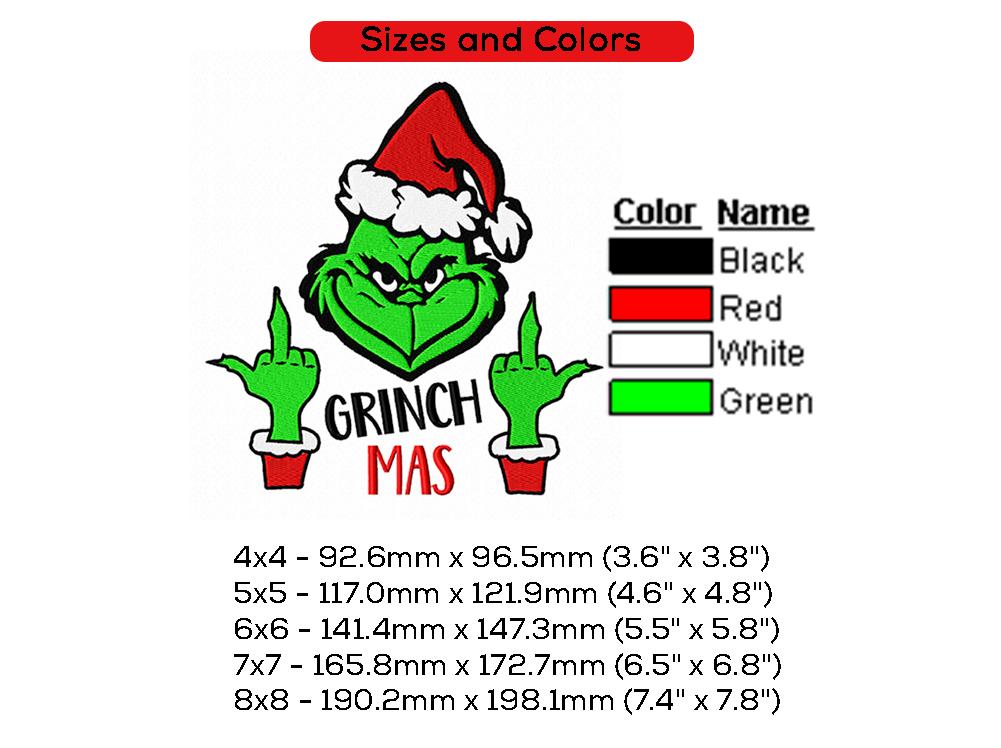 Grinch Middle Finger Machine Embroidery Design (digital Download ...