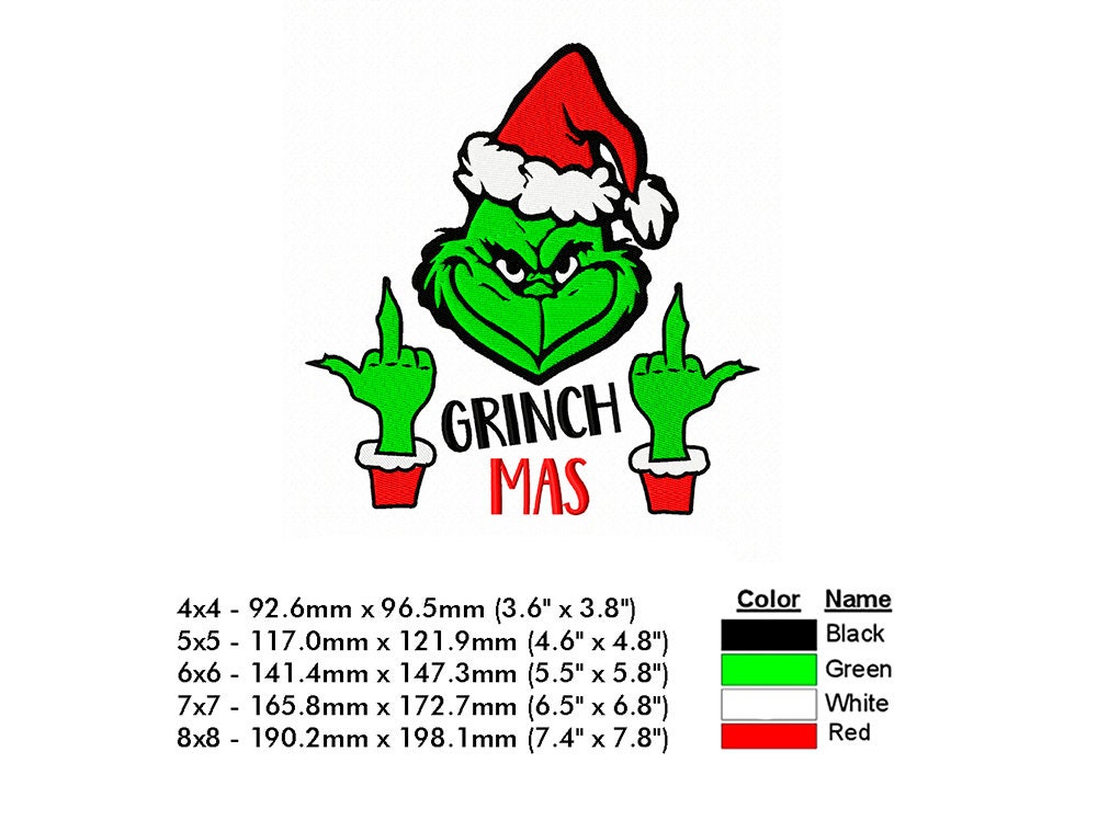 Grinch Embroidery Designs, Full Pack, Christmas Embroidery (instant ...