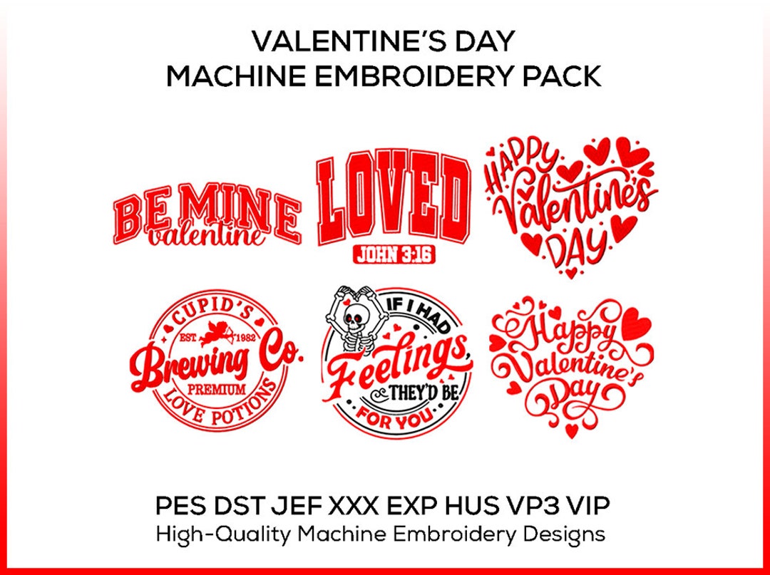 Complete Valentine's Day Machine Embroidery Design, Full Pack ...