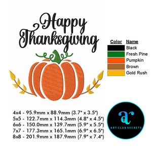 Happy Thanksgiving Pumpkin Design for Embroidery Machine Digital ...
