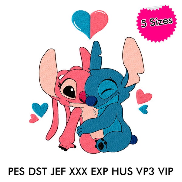 Stitch and Angel Hugging - Etsy