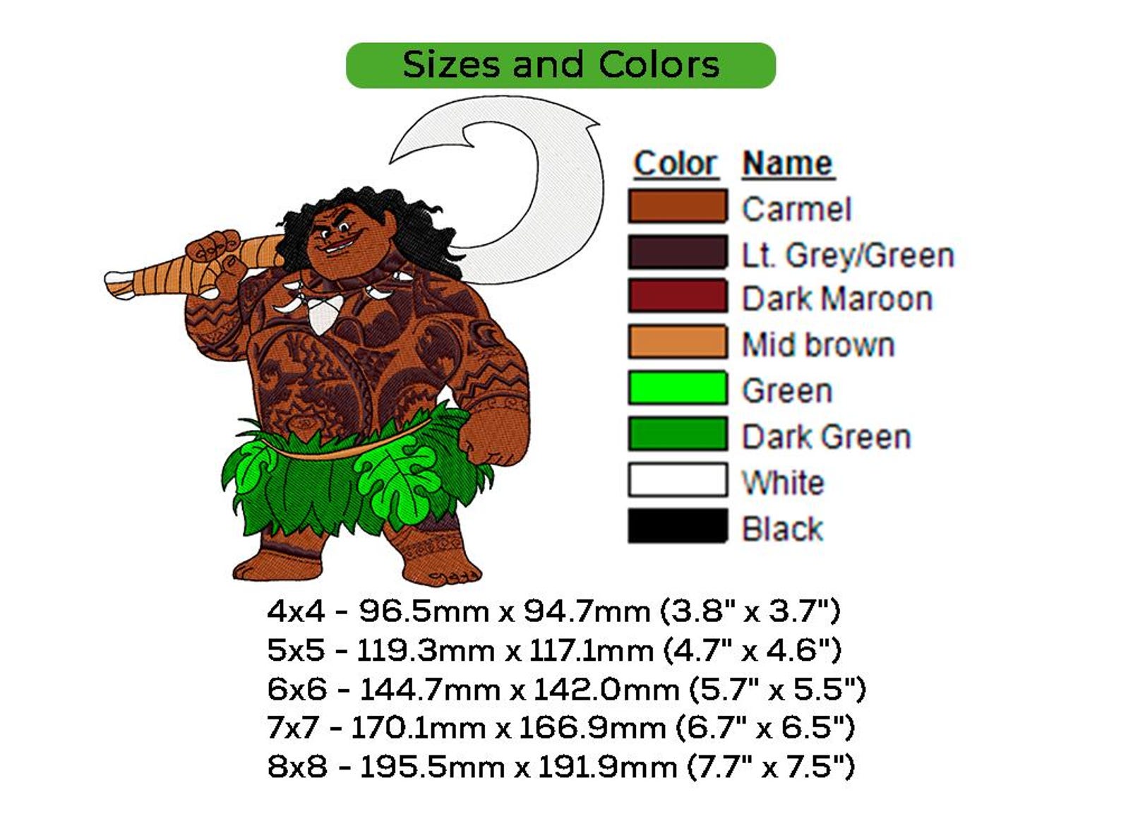 Maui Embroidery Design | Digital Machine Embroidery File | Polynesian ...