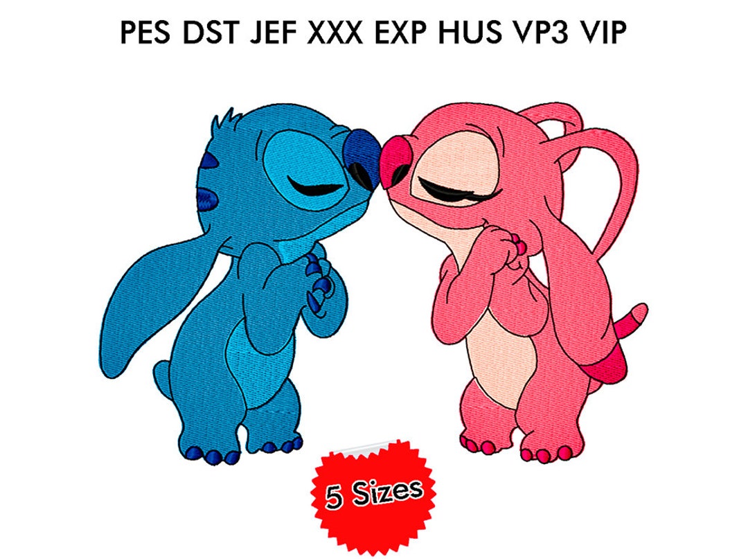 Stitch and Angel Kiss Machine Embroidery Design, Embroidery Patterns ...