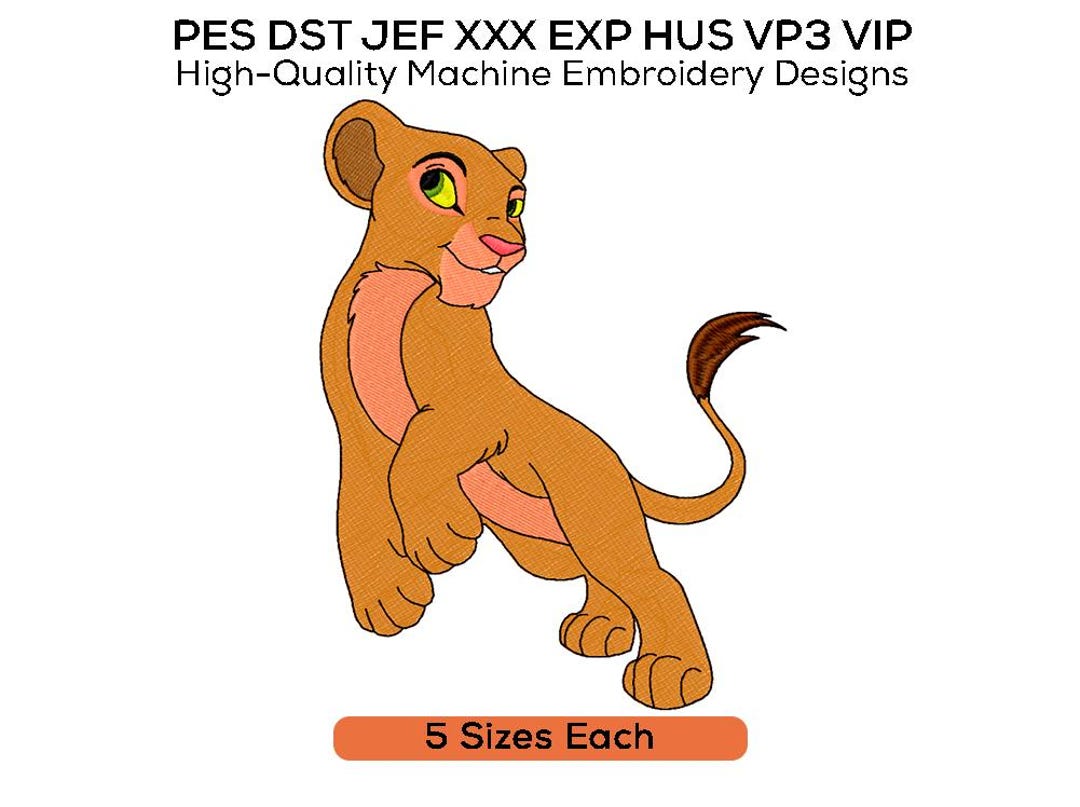 Nala Embroidery Design | Digital Machine Embroidery File | Lioness Cub ...