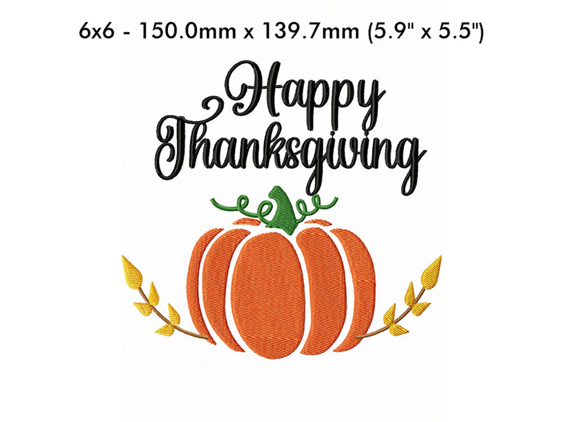 Happy Thanksgiving Pumpkin Design for Embroidery Machine - Etsy