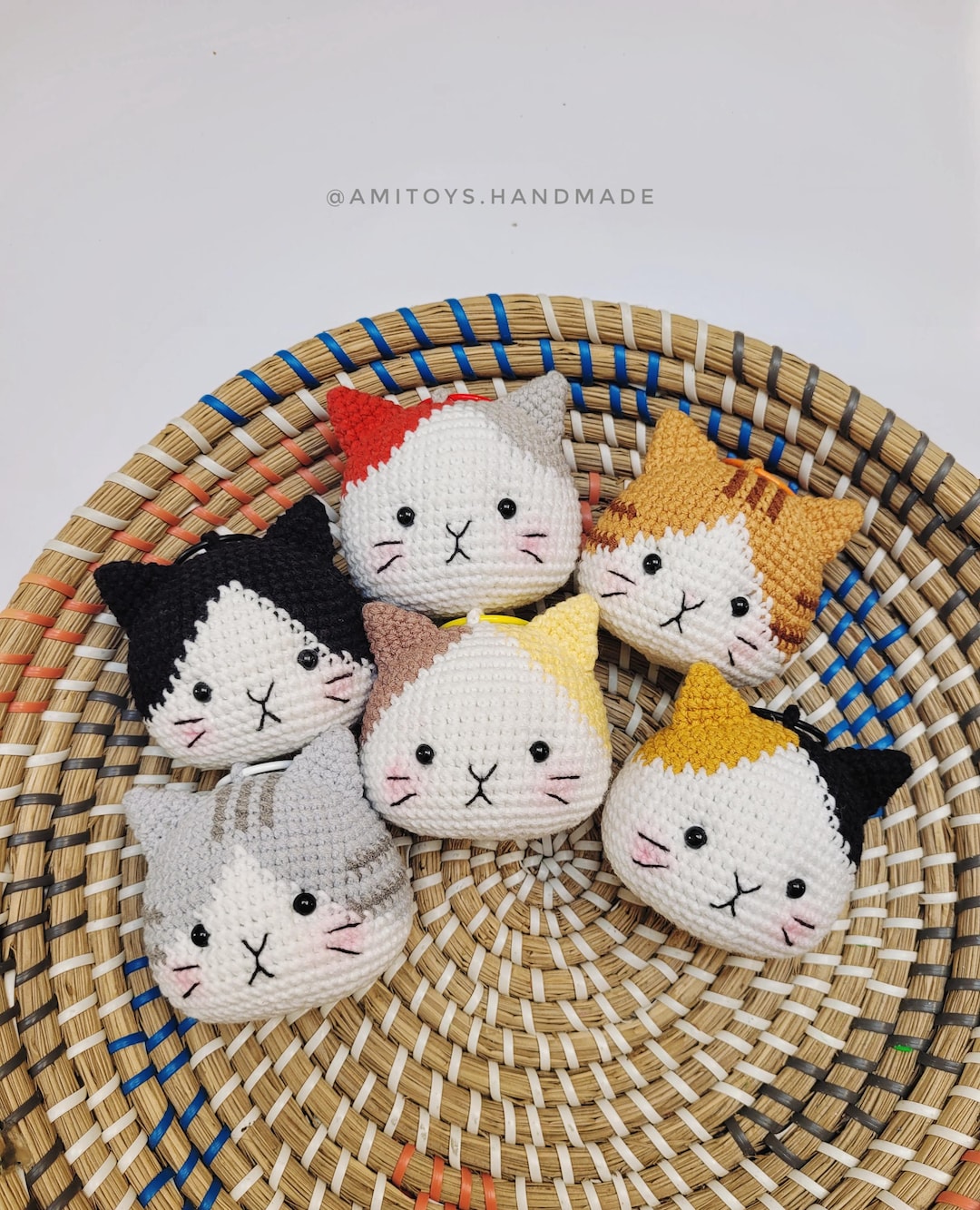 Crochet Cat Keychain, Amigurumi Cat, Cat Face Keychain, Cat Gift - Etsy