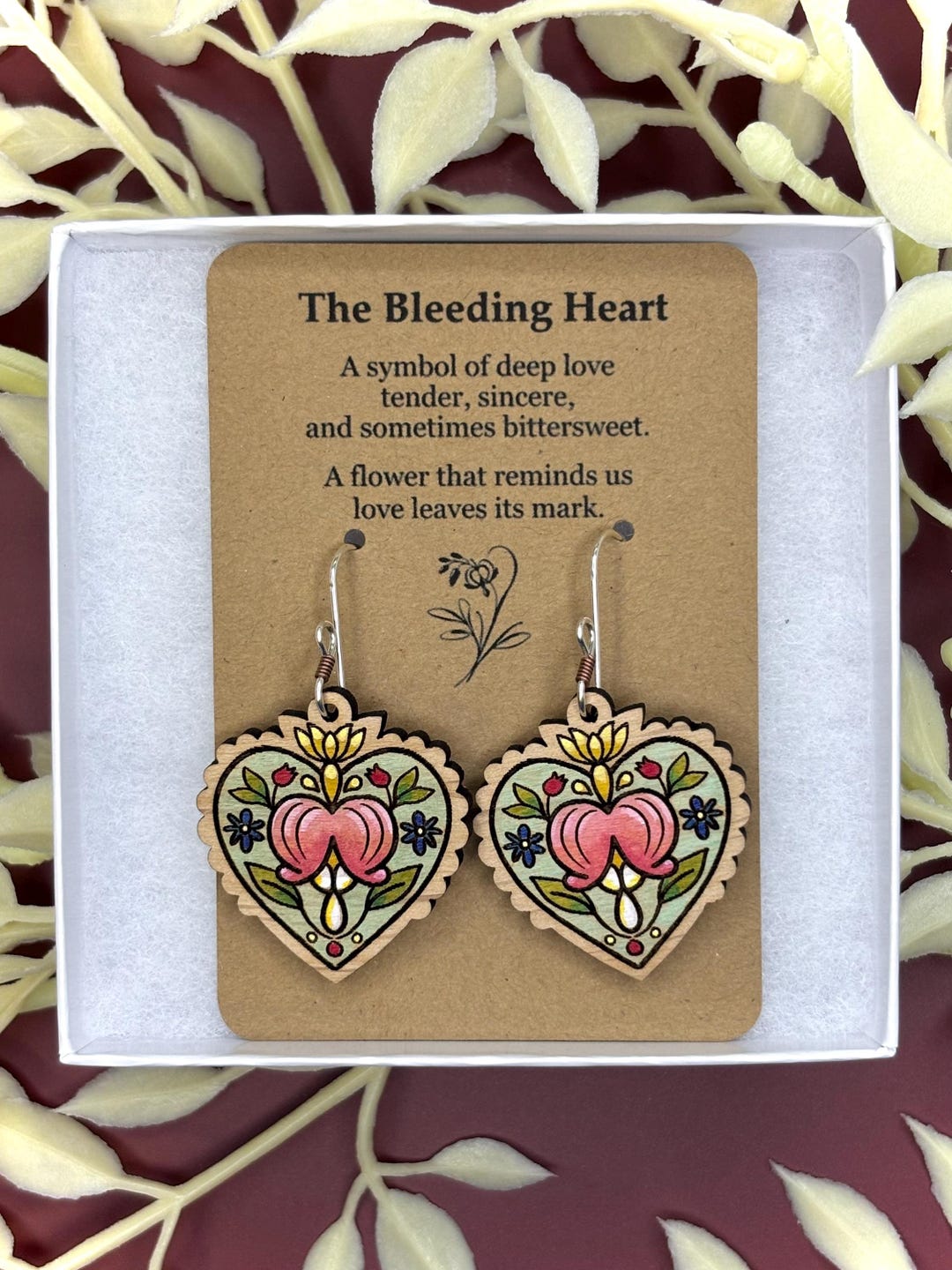 Bleeding Heart Wood Earrings - Etsy