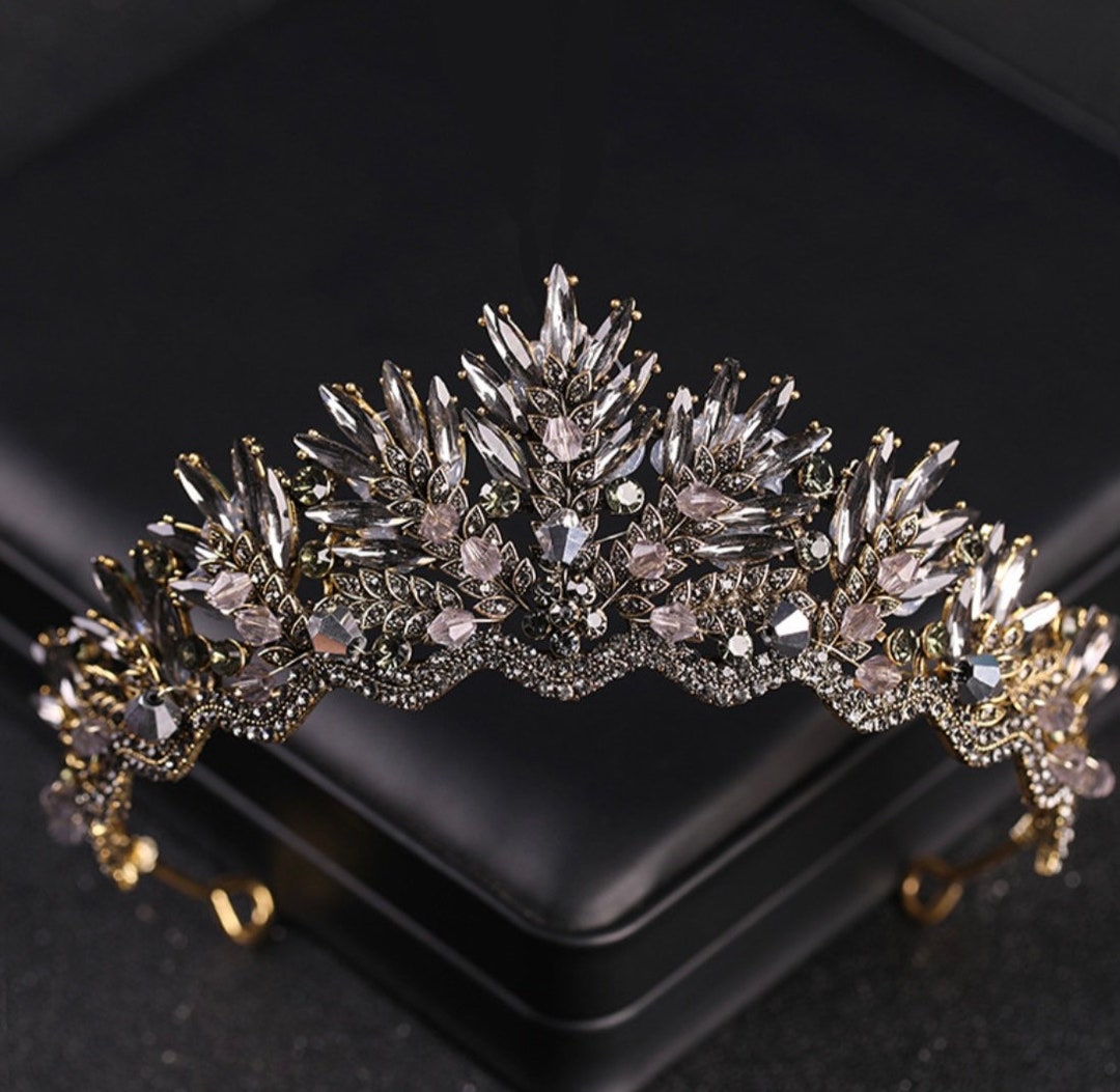 Luxury Tiara Dark Tiara Dark Crown Silver Tiara Princess - Etsy