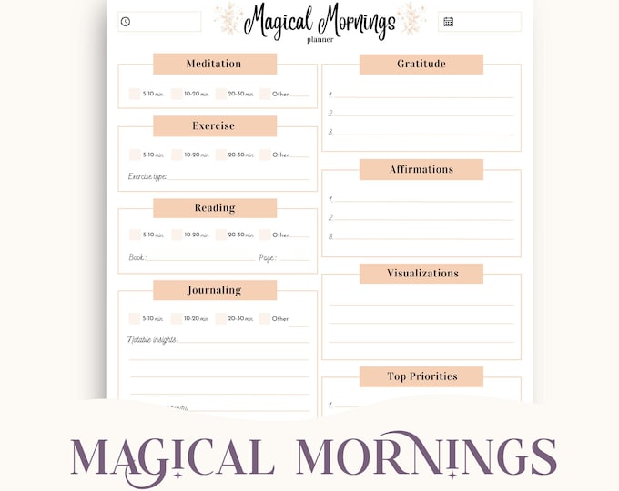 Miracle Morning Tracker | Printable Morning Routine Journal | Undated ...