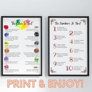 Tarot Colors and Numbers Cheat Sheets PDF Printable for | Etsy