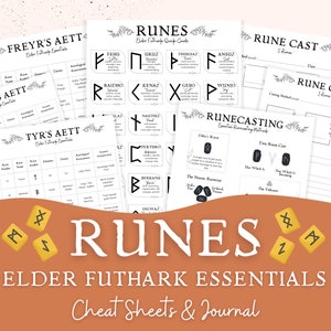 Runes Elder Futhark Essentials Cheat Sheets Rune Meanings - Etsy